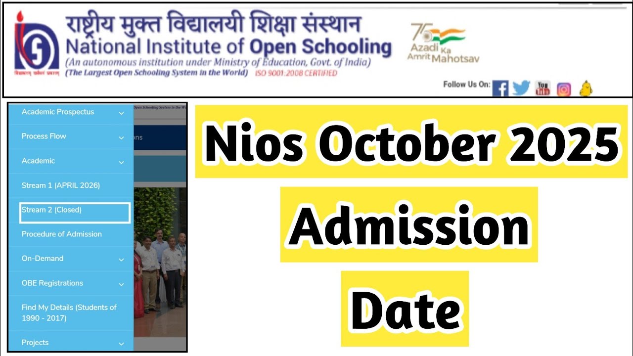 Nios October 2025 Admission Date | Task Is Helping (NIOS) #nios # ...