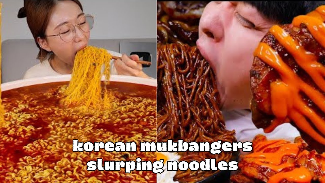 Korean mukbangers SLURPING noodles 🍜 | Noodles asmr mukbang - YouTube