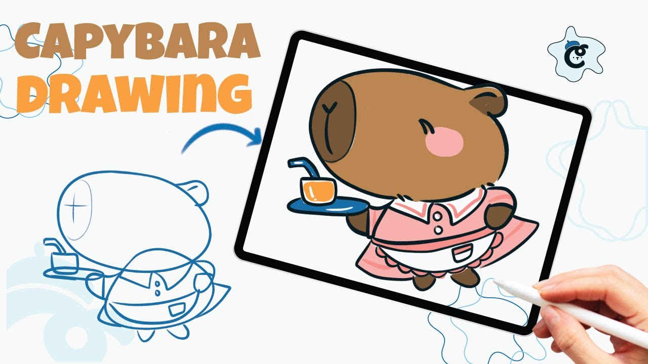 How To Draw a WAITRESS CAPYBARA (Step-by-step) - YouTube