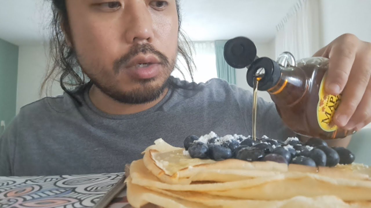ASMR EATING SOUNDS - BLUEBERRRY PANCAKES & COLORING MANDALA FLOWER ...