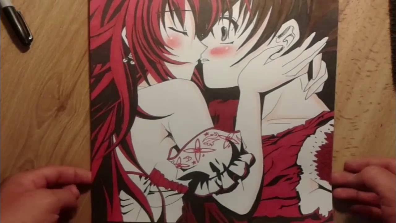 High School DxD || (Drawing) Rias Kiss Issei - YouTube