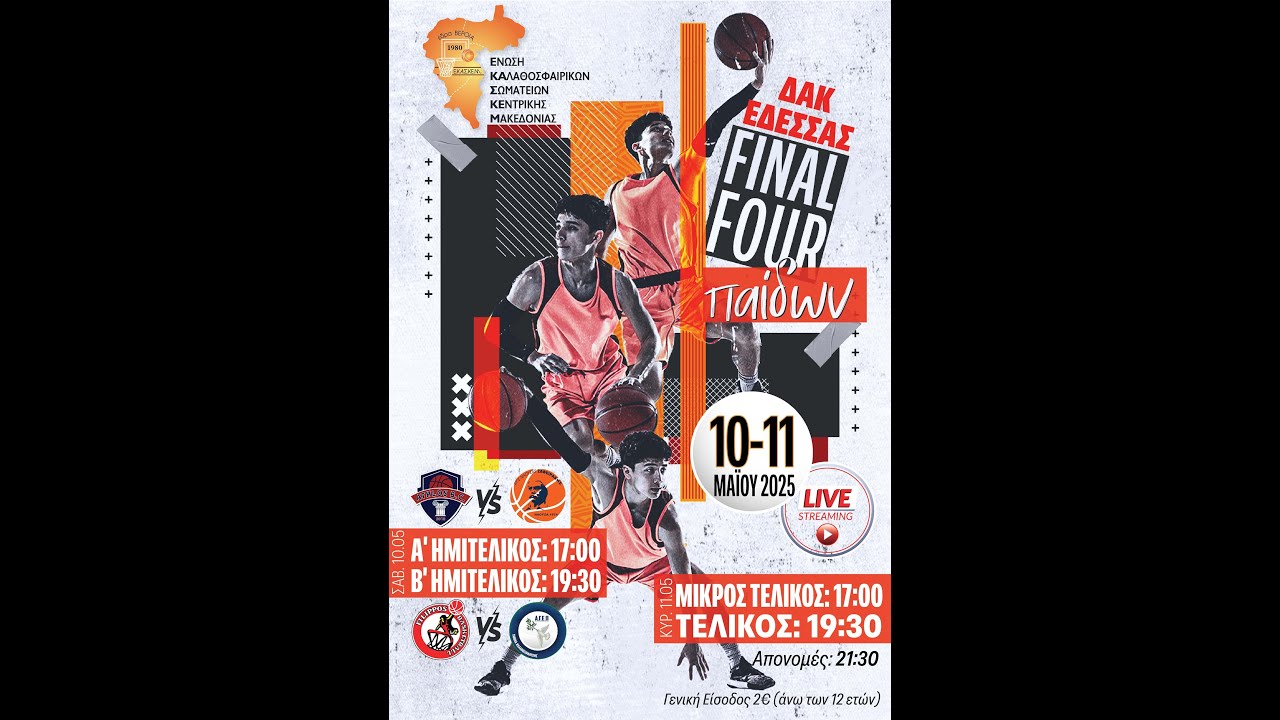 FINAL FOUR ΠΑΙΔΩΝ Ε.ΚΑ.Σ.ΚΕ.Μ. ΕΔΕΣΣΑ ΤΕΛΙΚΟΣ ΑΣ ΑΘΛΟΣ ΑΛΕΞΑΝΔΡΕΙΑΣ ...
