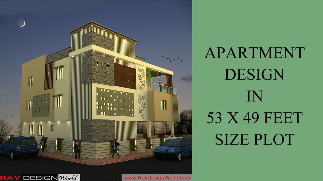 Apartment Design in 53 X 49 feet plot size - YouTube