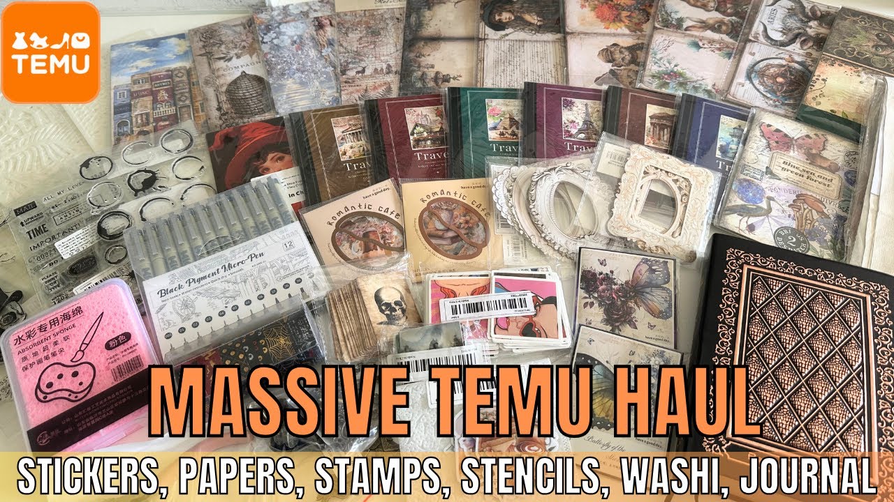 MASSIVE TEMU HAUL **MY BIGGEST ONE YET** - JOURNAL SUPPLIES, STAMPS ...