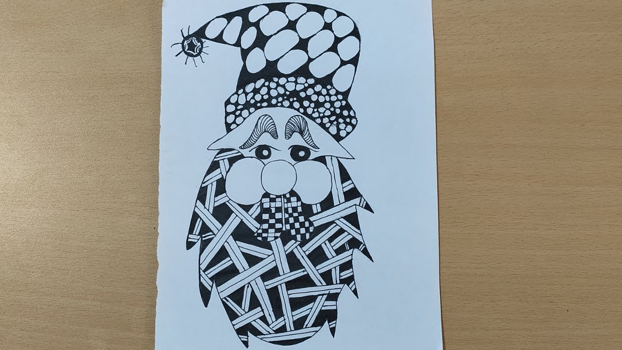 How To Draw Simple Zentangle Santa For Beginners | Zentangle Art - YouTube