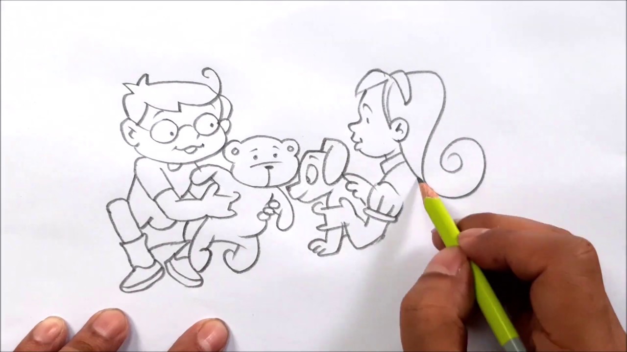 How to draw cartoon kids - YouTube