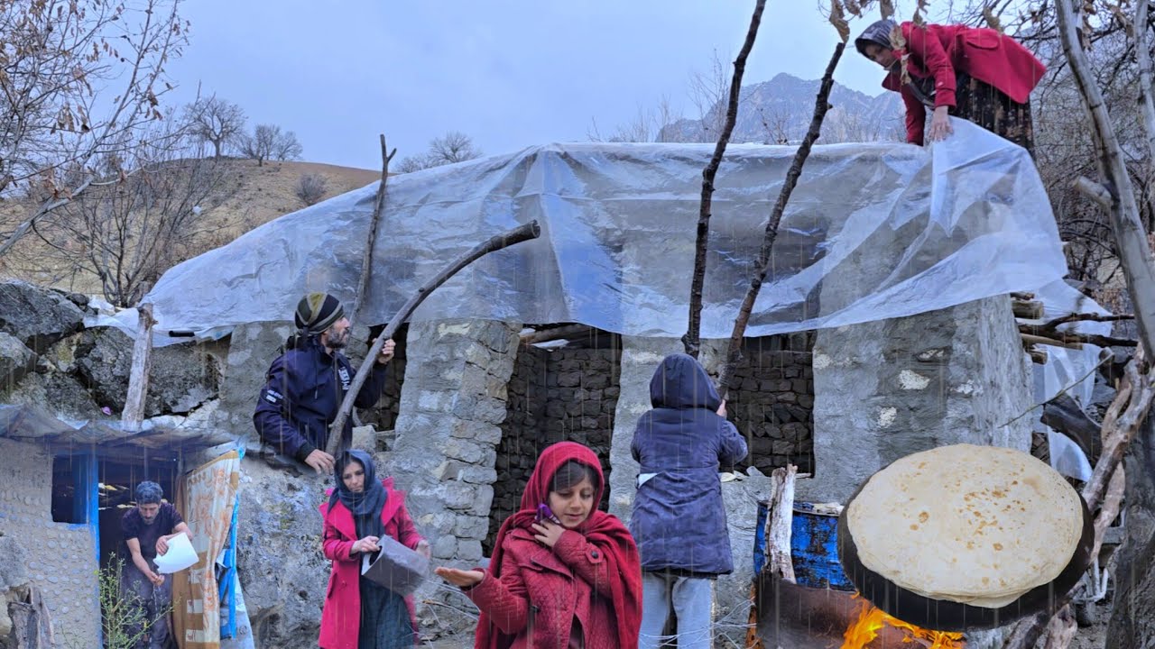 Hard nomadic life in the cold and rain |Winter by the Khersan River ...