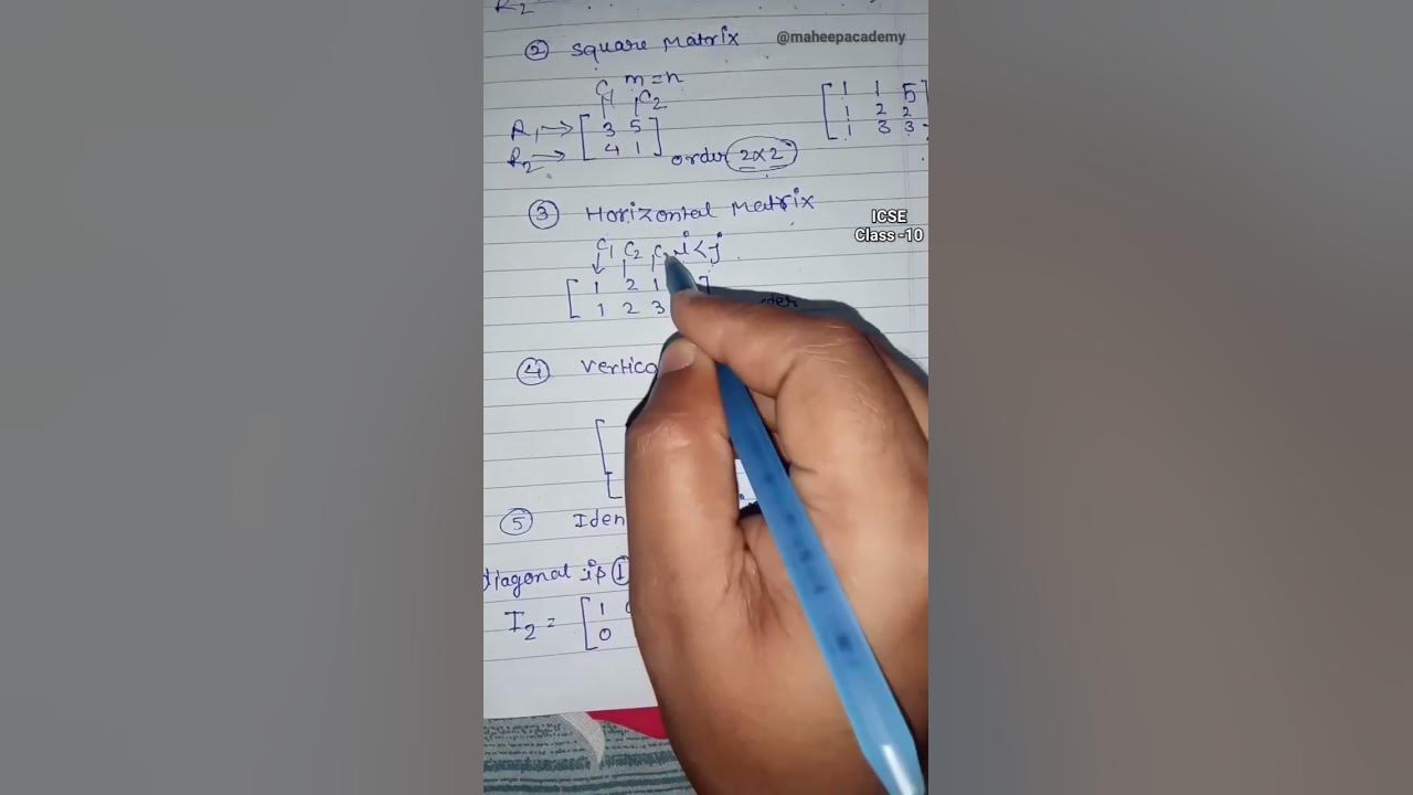 [types of matrix] class -10th #icse - YouTube