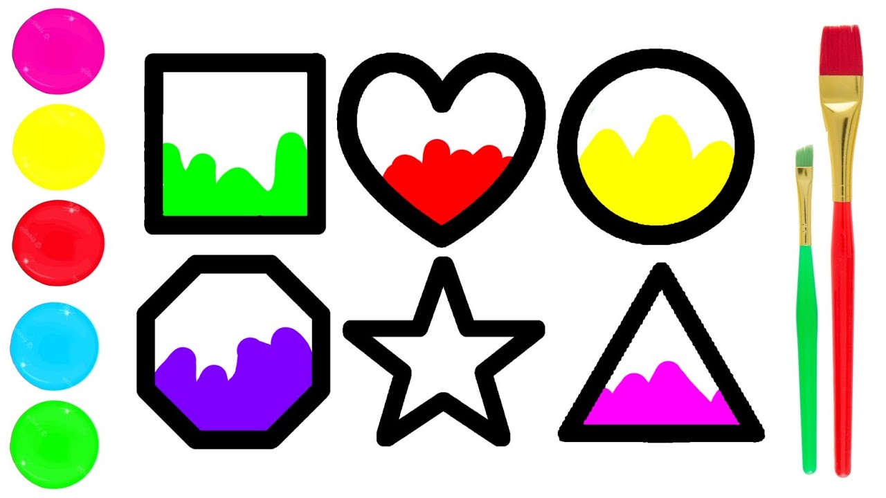 Learn Shapes Drawing, Drawing and painting for kids. easy | 2d shapes ...