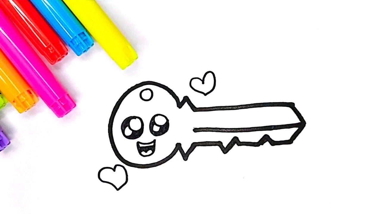 Easy Drawing a Cute Key for kids - YouTube