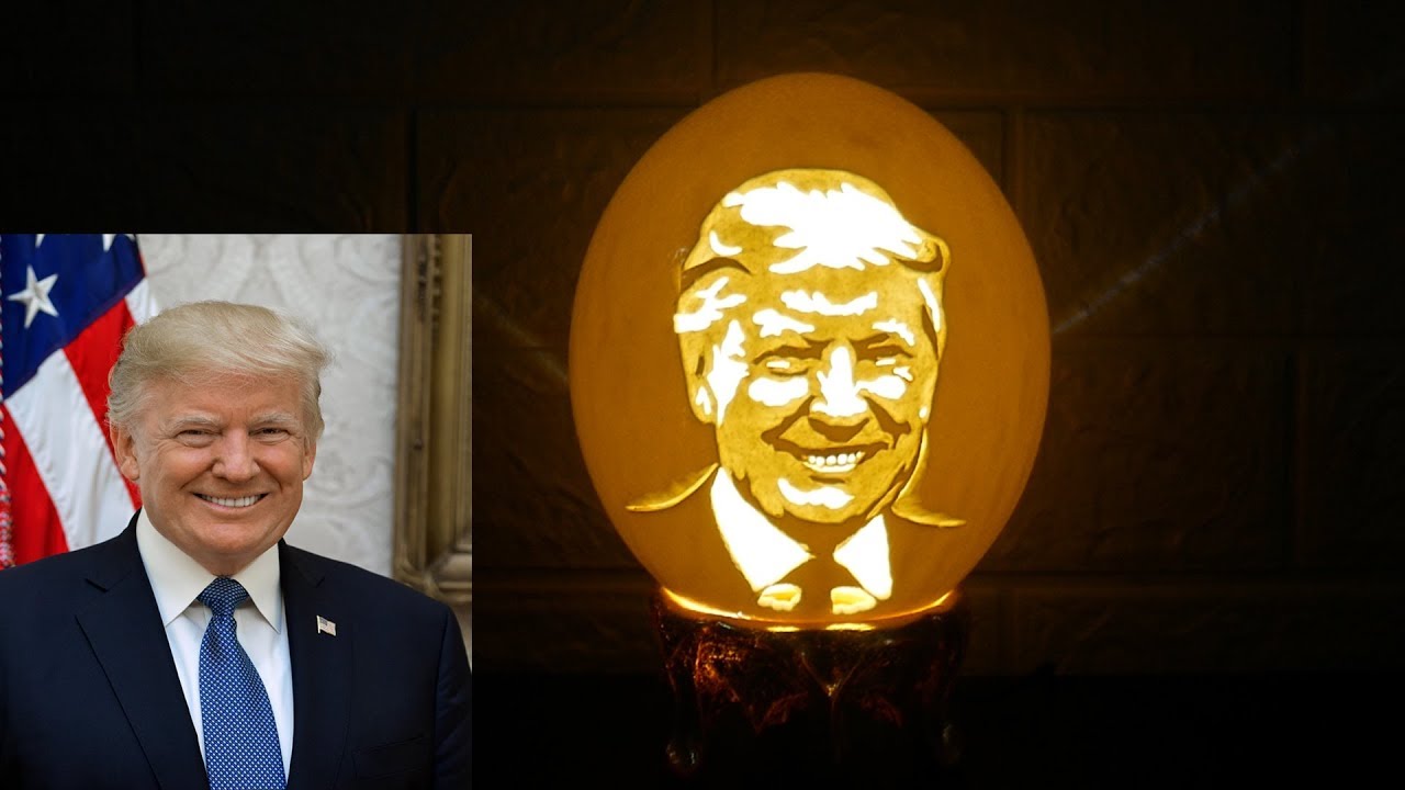 Carving Eggshell - Donald Trump - Egg Art - YouTube