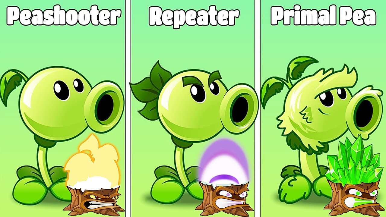All Pea Free and PREMIUM Plant Level 1 Vs Gladiator Gargantuar - PvZ 2 ...