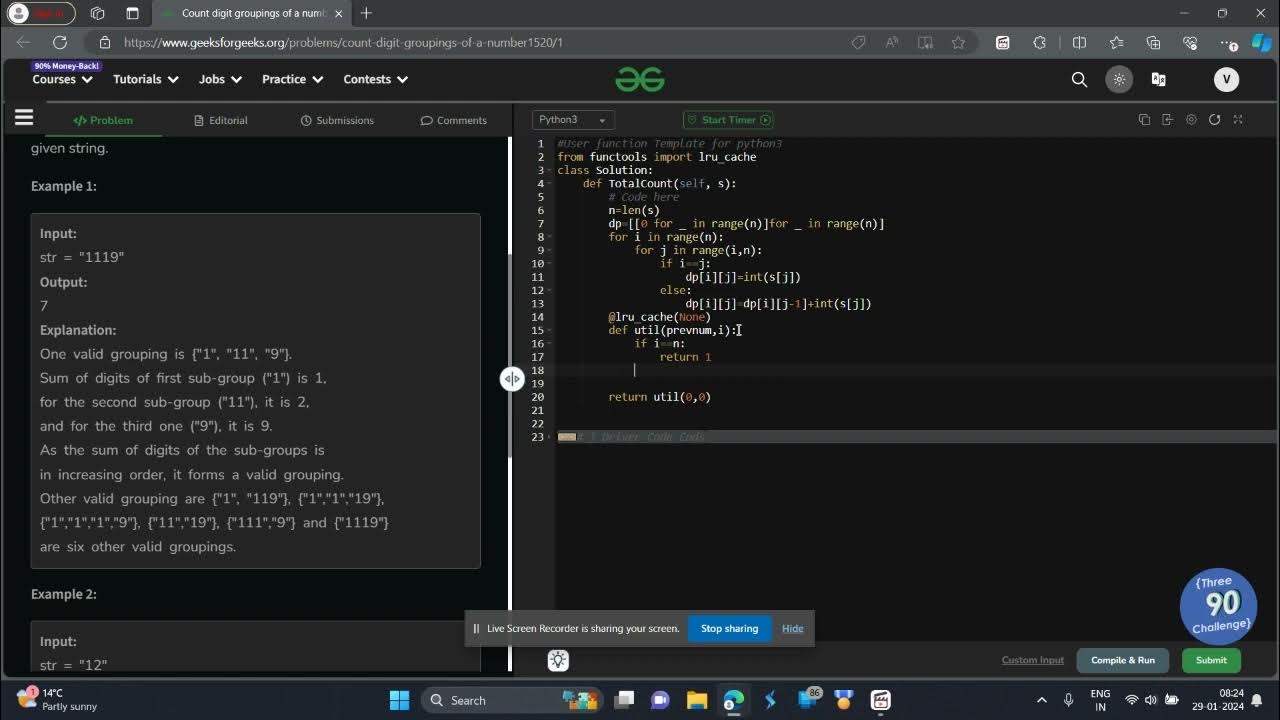 Count digit groupings of a number gfg python dp geeks for geeks problem of the day potd python ...