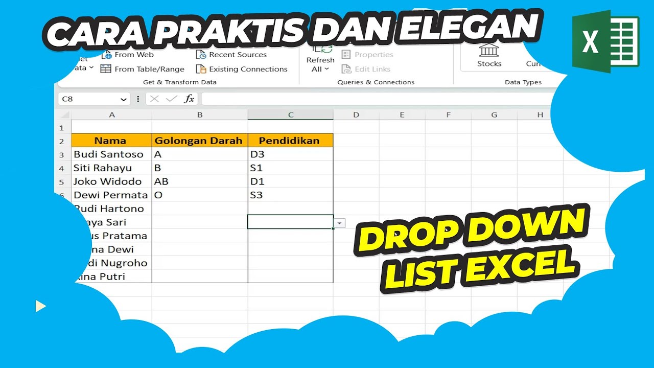 Drop Down List Excel ,Cara Praktis dan Elegan - YouTube