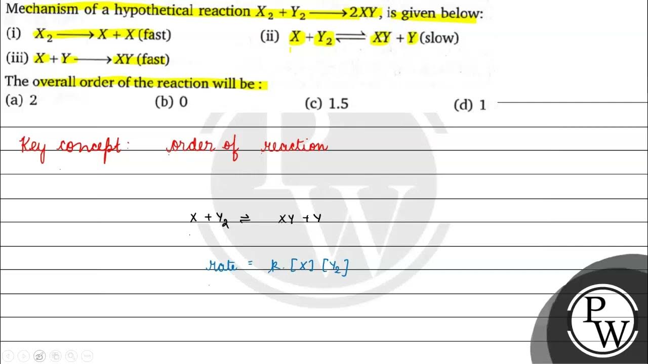 Mechanism of a hypothetical reaction \( X_{2}+Y_{2} \longrightarrow 2 X Y \), is given below: (i ...