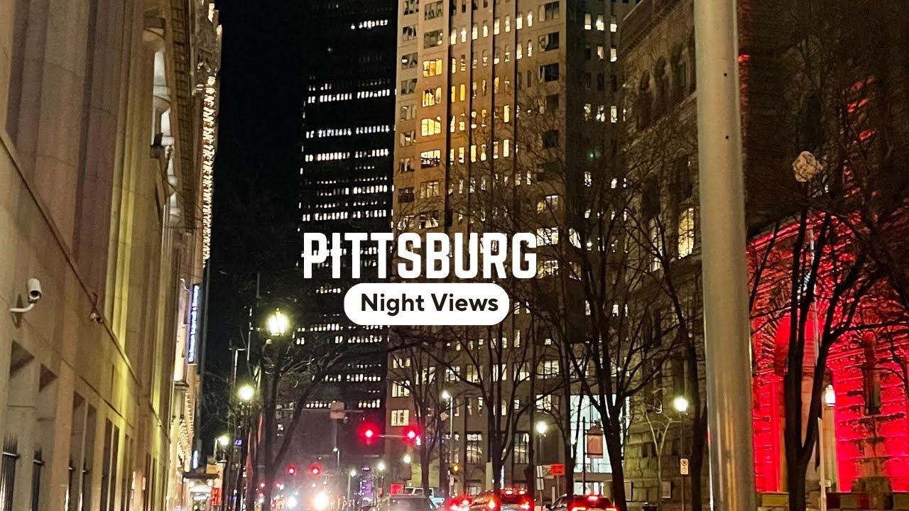 4k Midnight walk in Pittsburg downtown| Beautiful views with Captions ...