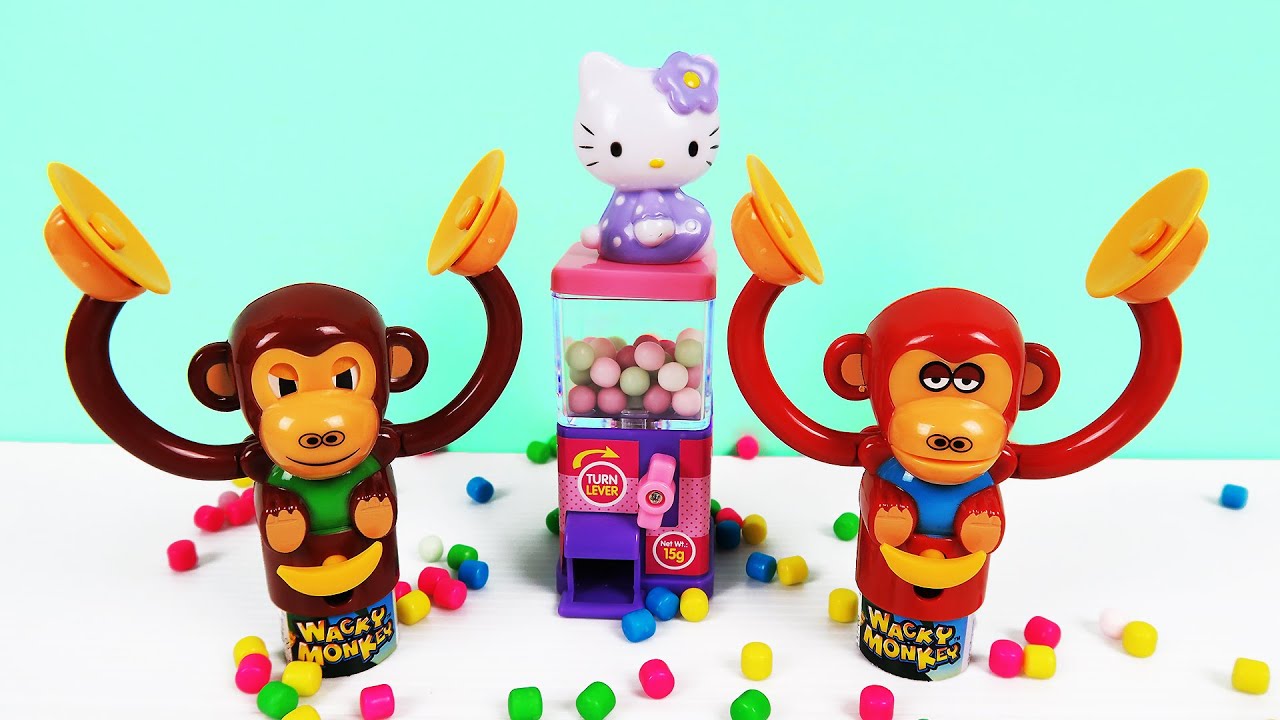 Funny Wacky Circus Monkey Hello Kitty Color Candy Dispenser Play Toys ...