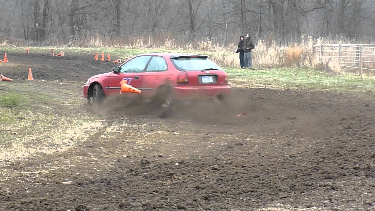 Honda Civic getting off course in Rallycross - YouTube