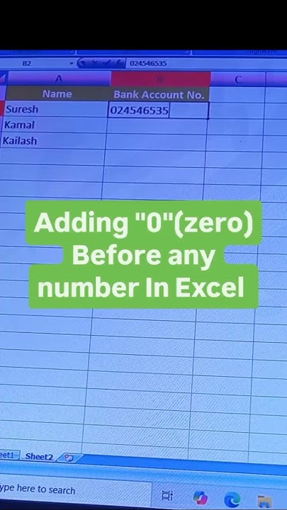 Adding zero Before Any Number In Excel #excel #exceltips #tricks #shorts - YouTube