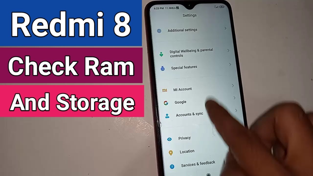 How to check Ram and storage Redmi 8 - YouTube