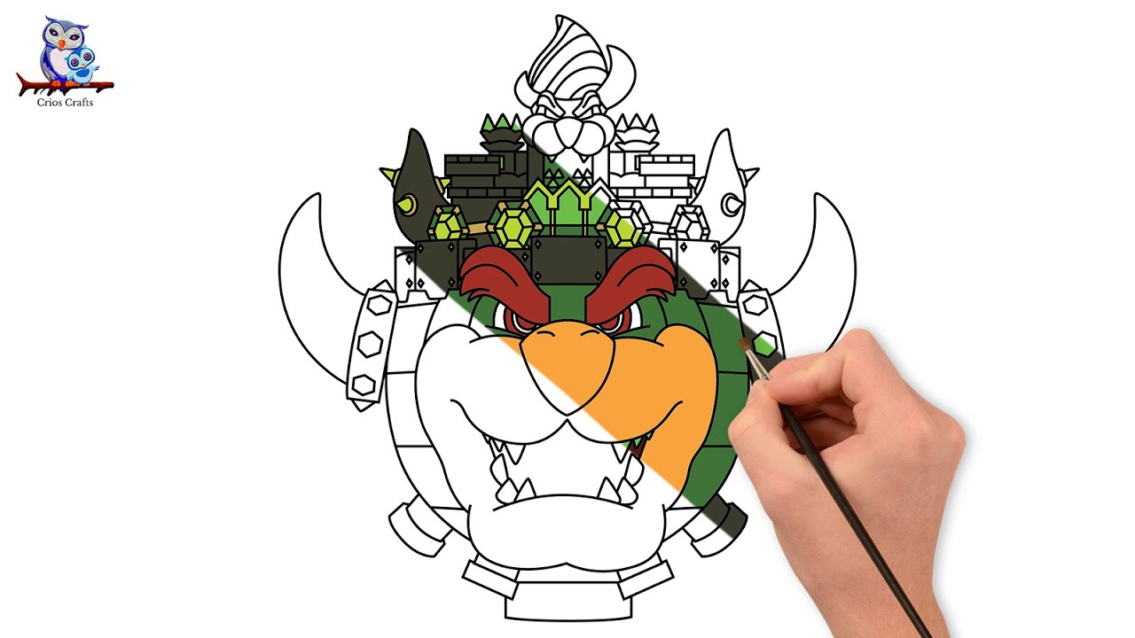 How to Draw Super Mario Bros Castle Bowser - Step by Step - YouTube