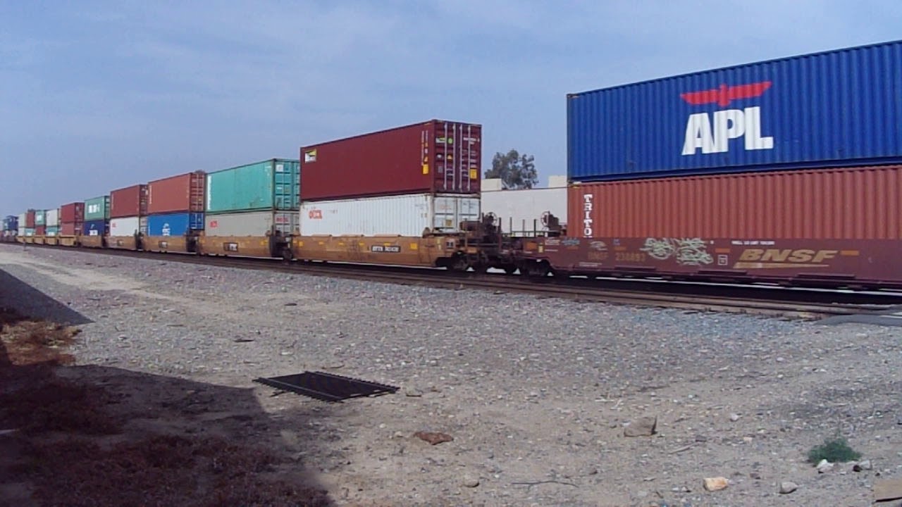 BNSF 4170 Eastbound Double Stack Intermodal Train - Riverside ,CA USA 4/5/2018 - YouTube