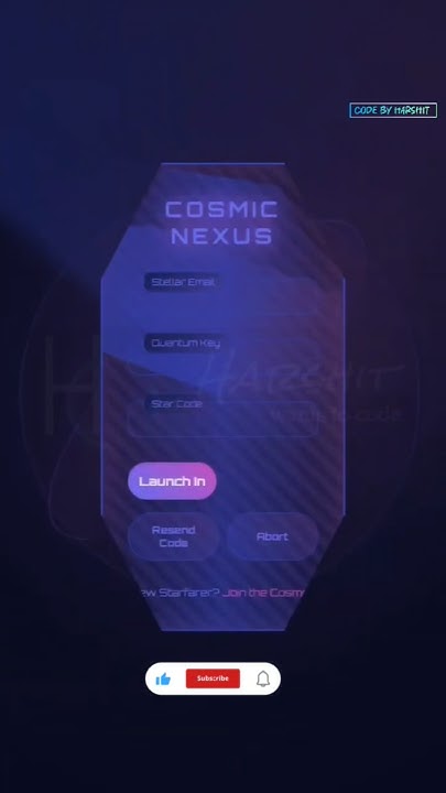 Unique Cosmic Nexus login page using HTML CSS #frontend #webdesign #trending #shortsfeed #shorts ...