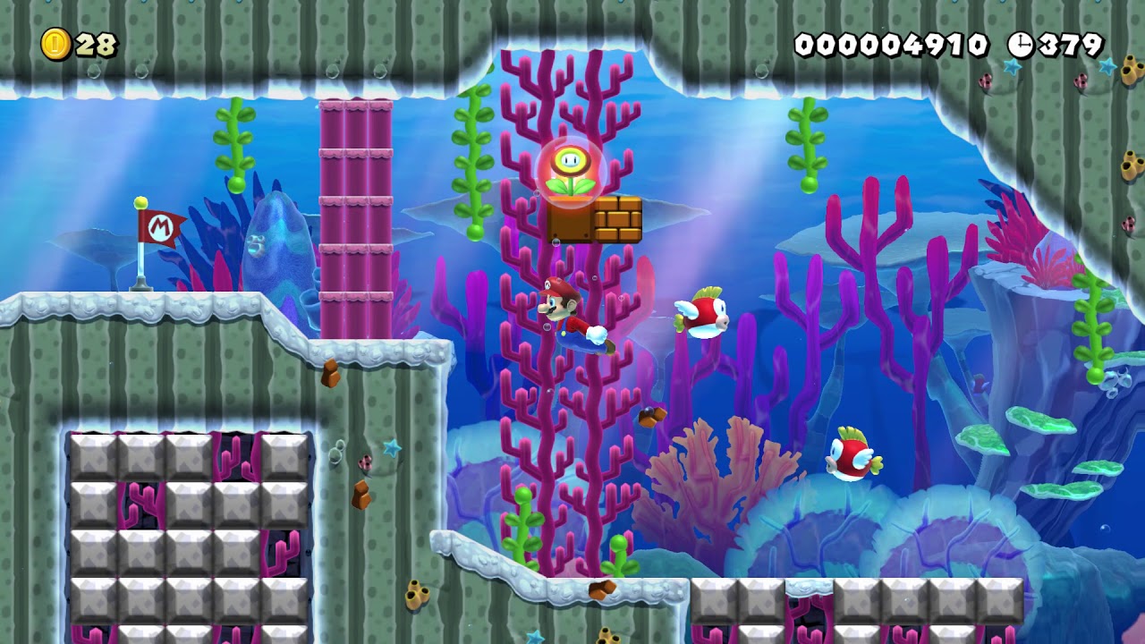 Super Mario Maker 2: W1-4 | Sparkling Water Reef V1 - YouTube