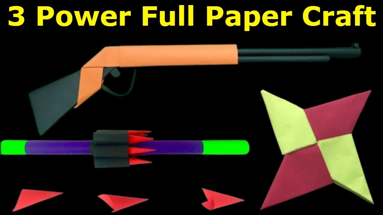 3 Paper Craft Idea | How to Make Paper Gun | How to Make Paper Spinner ...