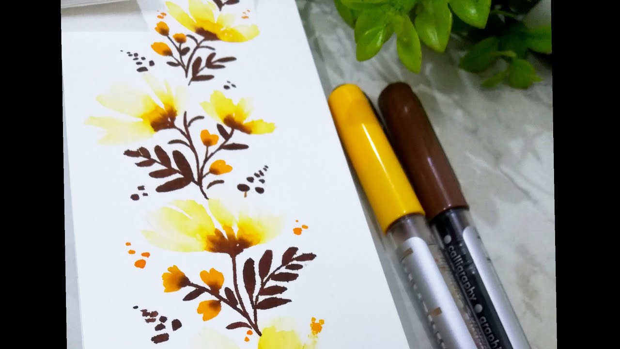 How to paint Bookmark using Brush Pen| #karinmarkers | How to use Brush ...
