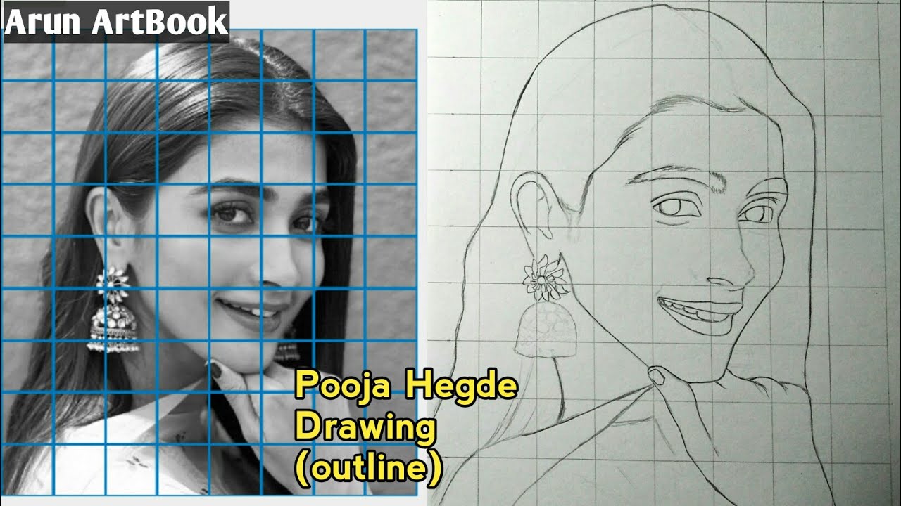 Beast Pooja Hegde Drawing | Beast Movie | Pooja Hegde face Outline ...