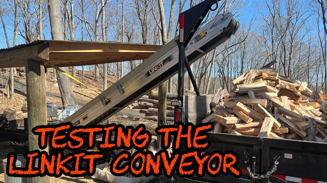 #364 Putting the New LINKIT Firewood Conveyor to Use for the FIRST Time ...