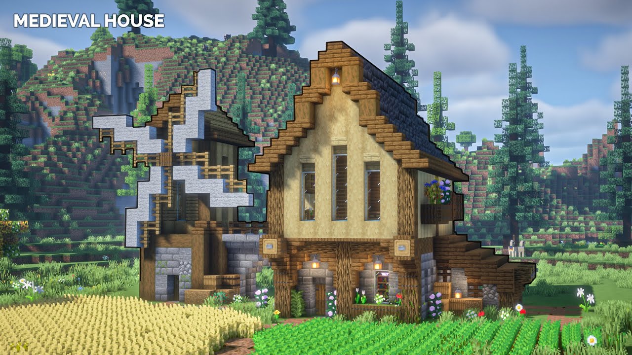 How to build a Simple Medieval House in Minecraft - YouTube