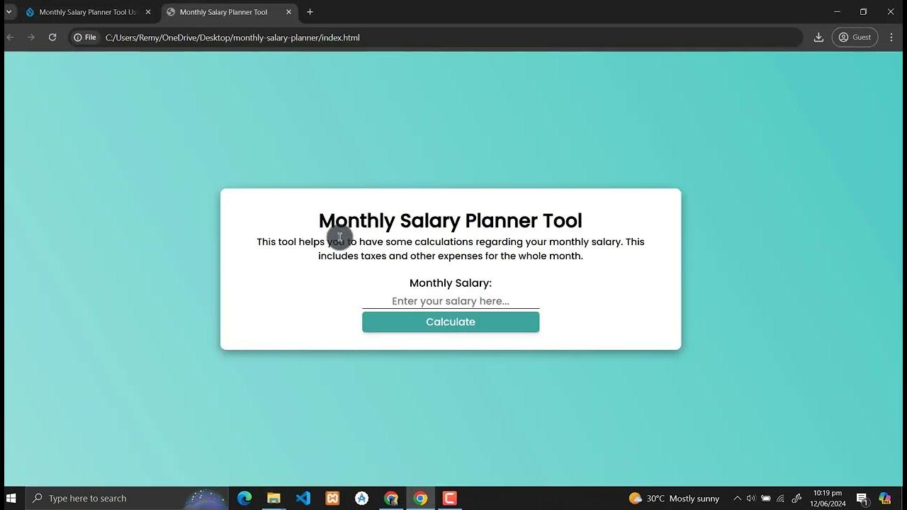 Monthly Salary Planner Tool Using HTML, CSS and JavaScript with Source Code - YouTube