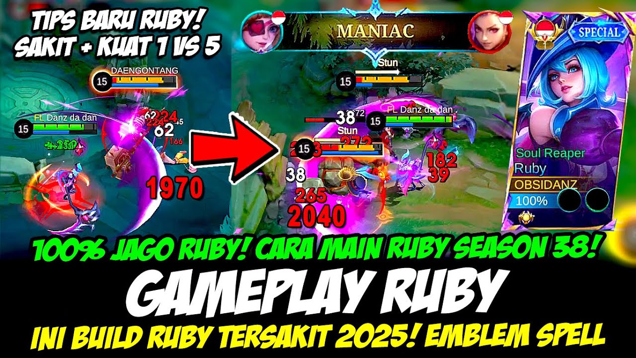 CARA MAIN RUBY SEASON 38 + TIPS RUBY 100% JAGO BUILD RUBY TERSAKIT 2025 GAMEPLAY RUBY TOP GLOBAL ...
