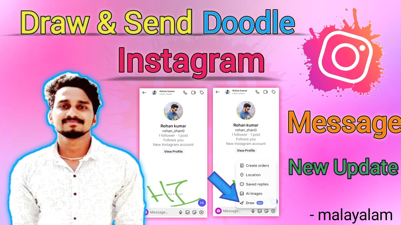 Instagram Chat Draw Doodle New Update Malayalam | How to Draw And Send ...