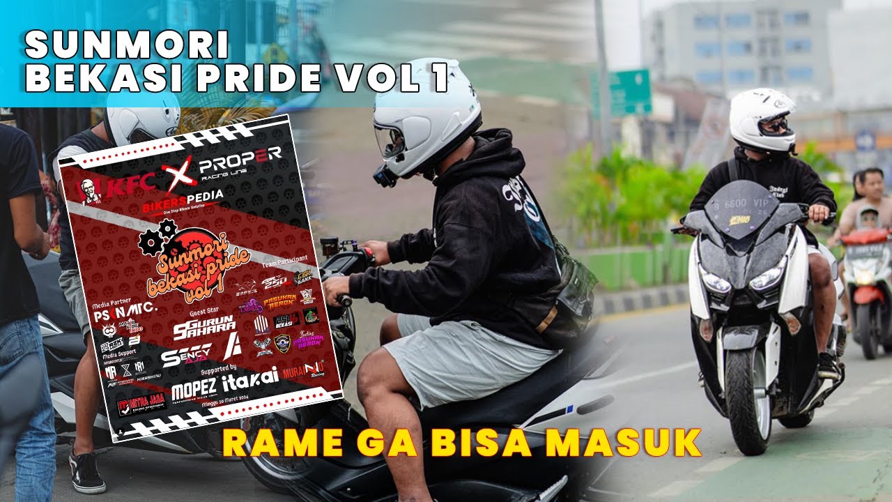 SUNMORI BEKASI PRIDE VOL 1 RAME BANGET GA BISA MASUK PARKIRAN JUANDA !!!! - YouTube