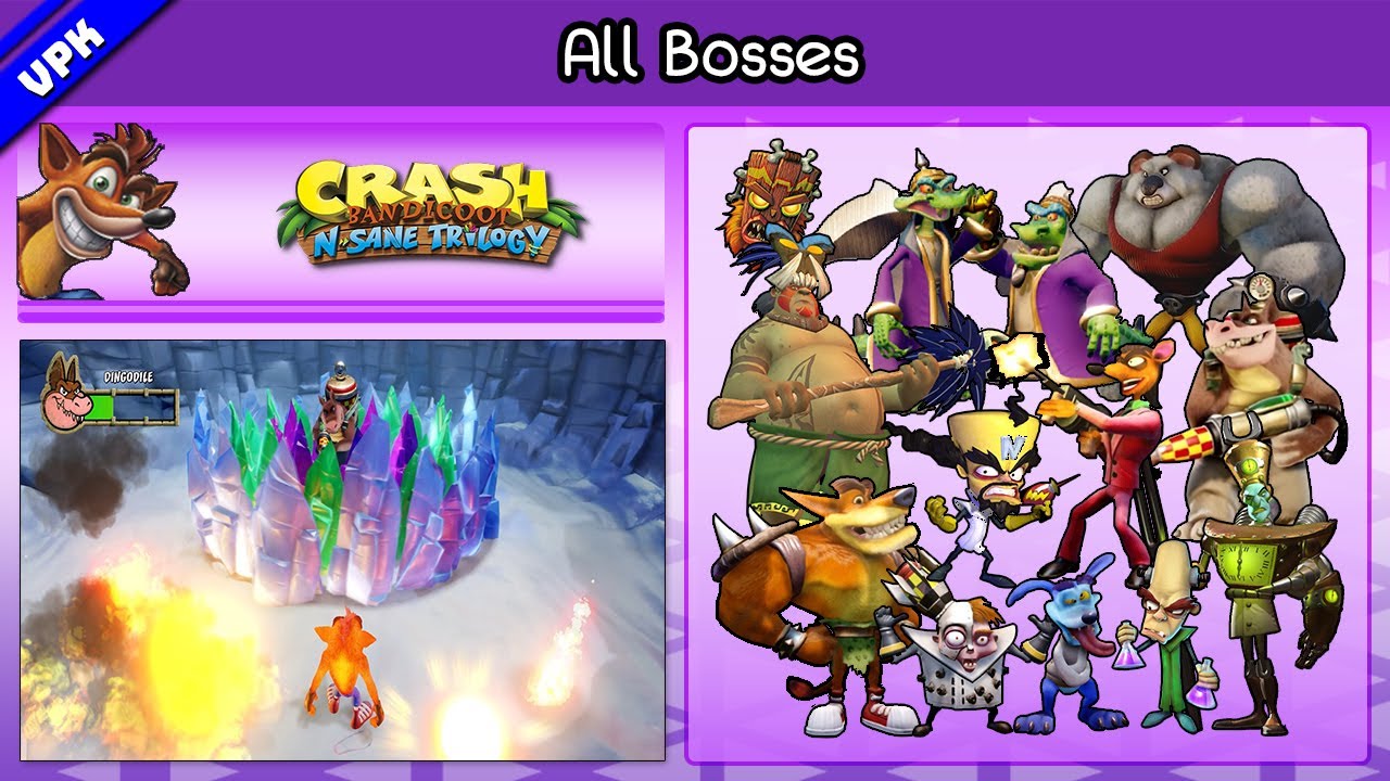 Crash Bandicoot N.Sane Trilogy - All Bosses With Cutscenes (No Damage ...