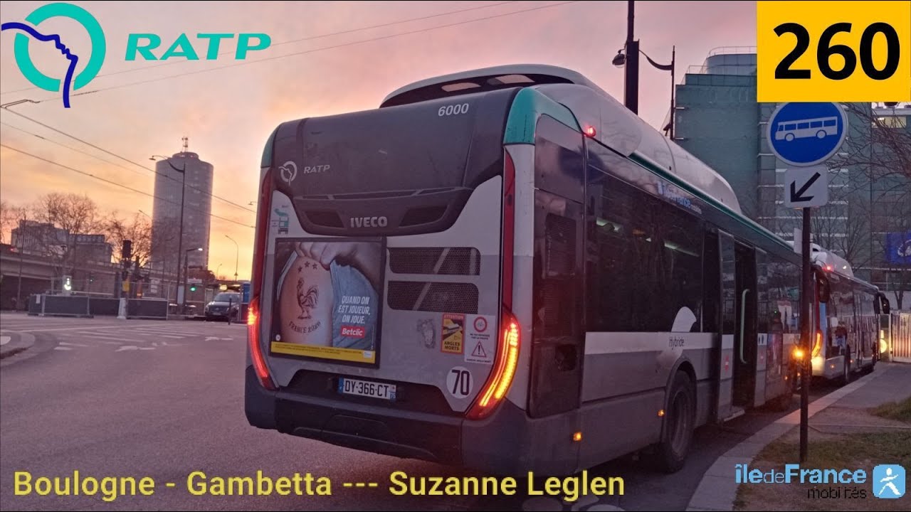 Bus 260 RATP - Urbanway 12 Hybride N°6000 Boulogne - Gambetta ...