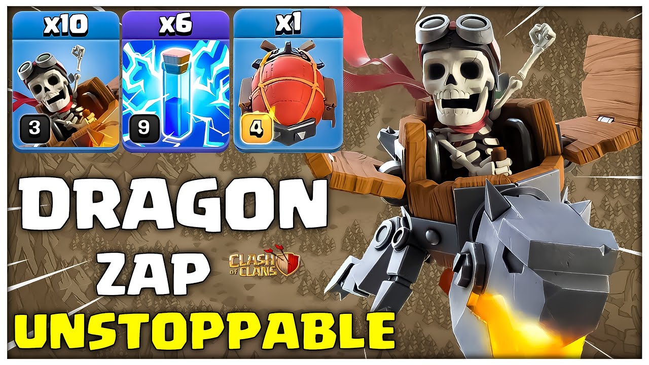 10 x Dragon Rider + 6 x Zap Spell = Really UNSTOPPABLE!! TH14 Attack ...