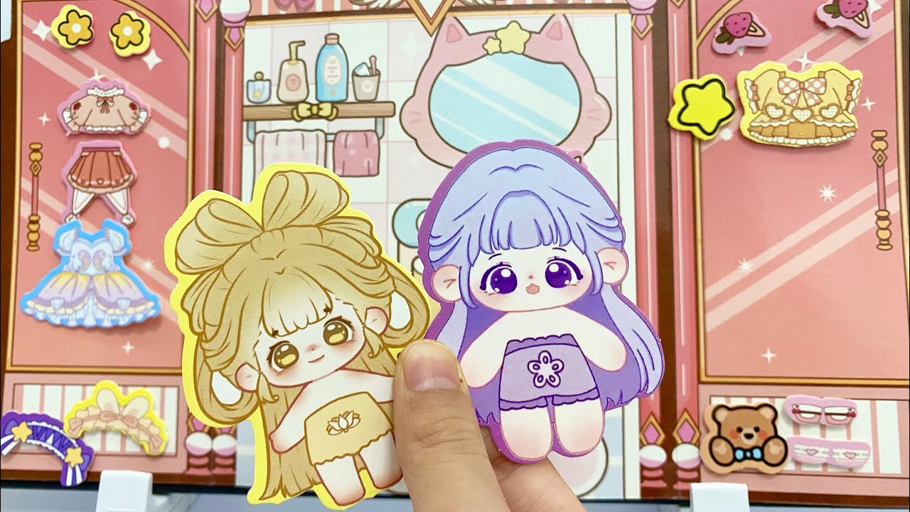 Sách sticker tủ đồ trang điểm của em búp bê #makeup #sticker #diy cute ...