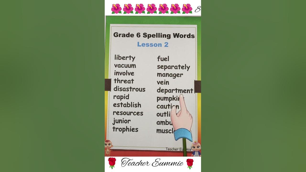 Grade 6 Spelling Words Lesson 2 - YouTube