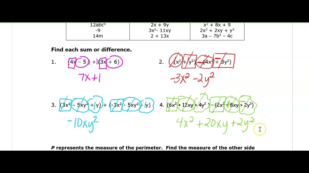 Polynomials Add and Sub - YouTube