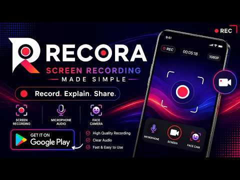 Recora Screen Recorder 📱 | Record Screen, Face Cam & Audio | Android App