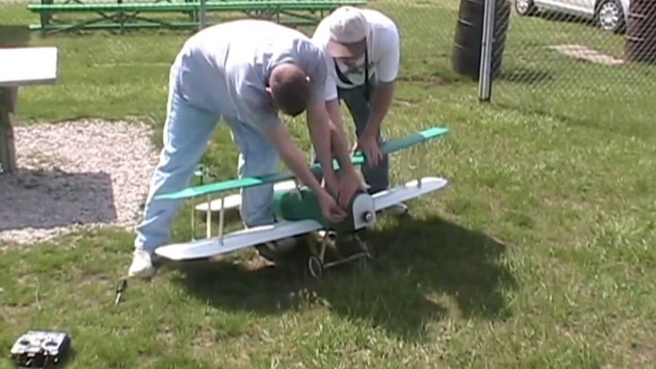 Ryobi 31cc Weedeater powered SPAD SE5 Maiden Flight - YouTube