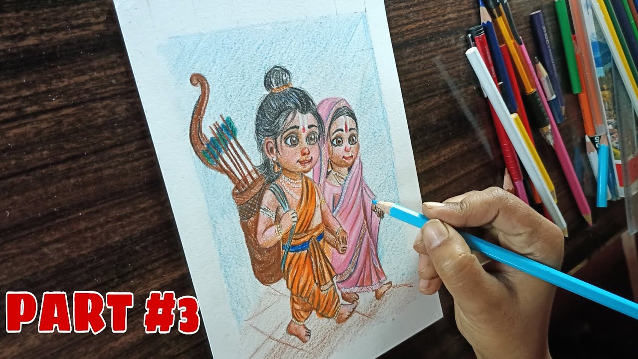 Draw with me part3 -Ram Sita drawing , Ram mandir drawing Ram ji Sita ...