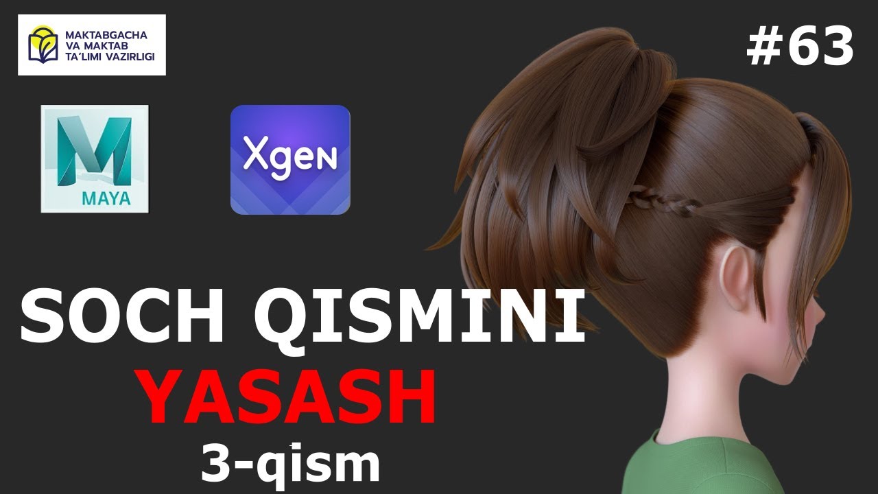 Personaj modeling. 63- dars. Personajning soch qismini ekish (3-qism ...