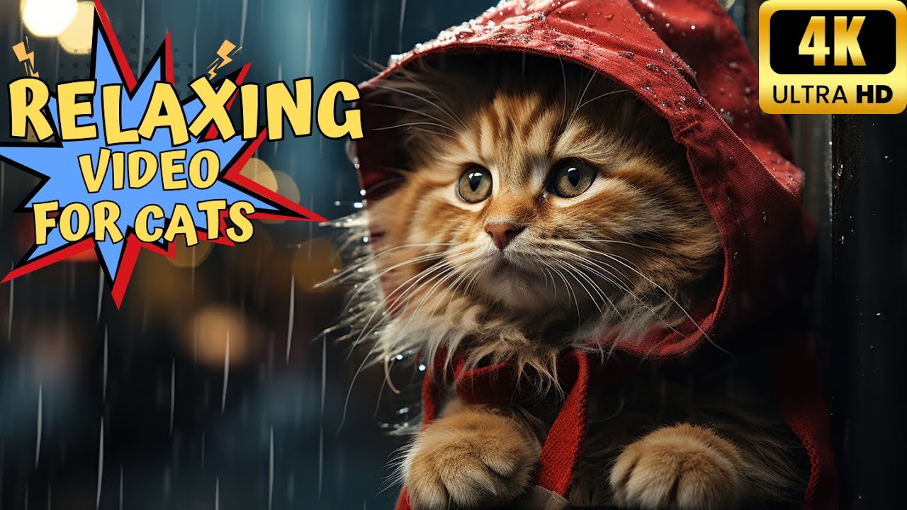 4K Relaxing Video For Cats ~ RAIN 🌧️ BIRDS 🐦 CALM MUSIC 🎶 ~ CAT TV 📺 ...