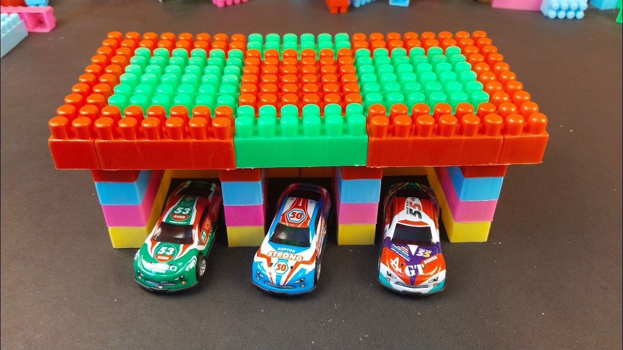 DIY Block Car Parking 🚗 | Satisfying Lego-Style Garage Build | ASMR No ...