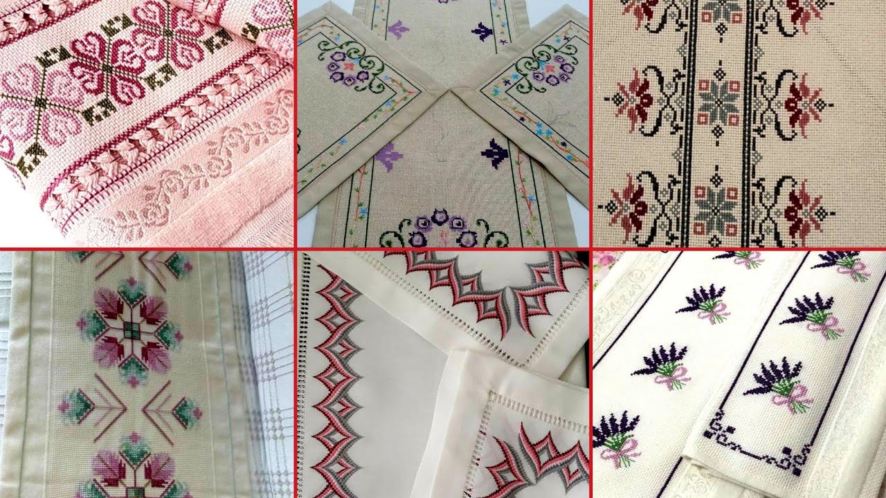 Cross stitch simple and colour full table mat embroidery design ideas ...